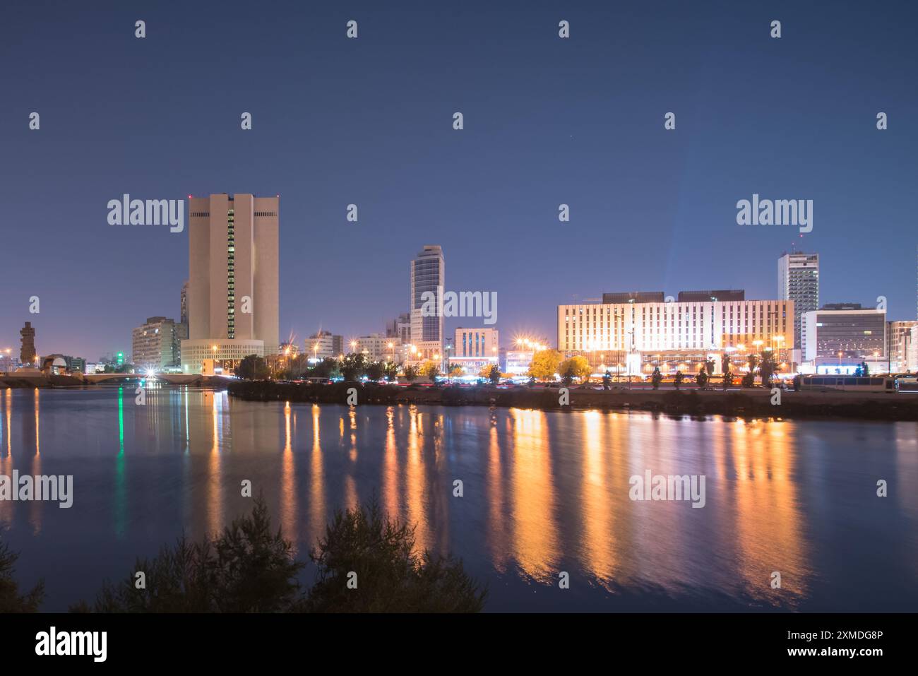 Night View of Al Balad, City Center Jeddah from Lake Arbaeen Stock ...