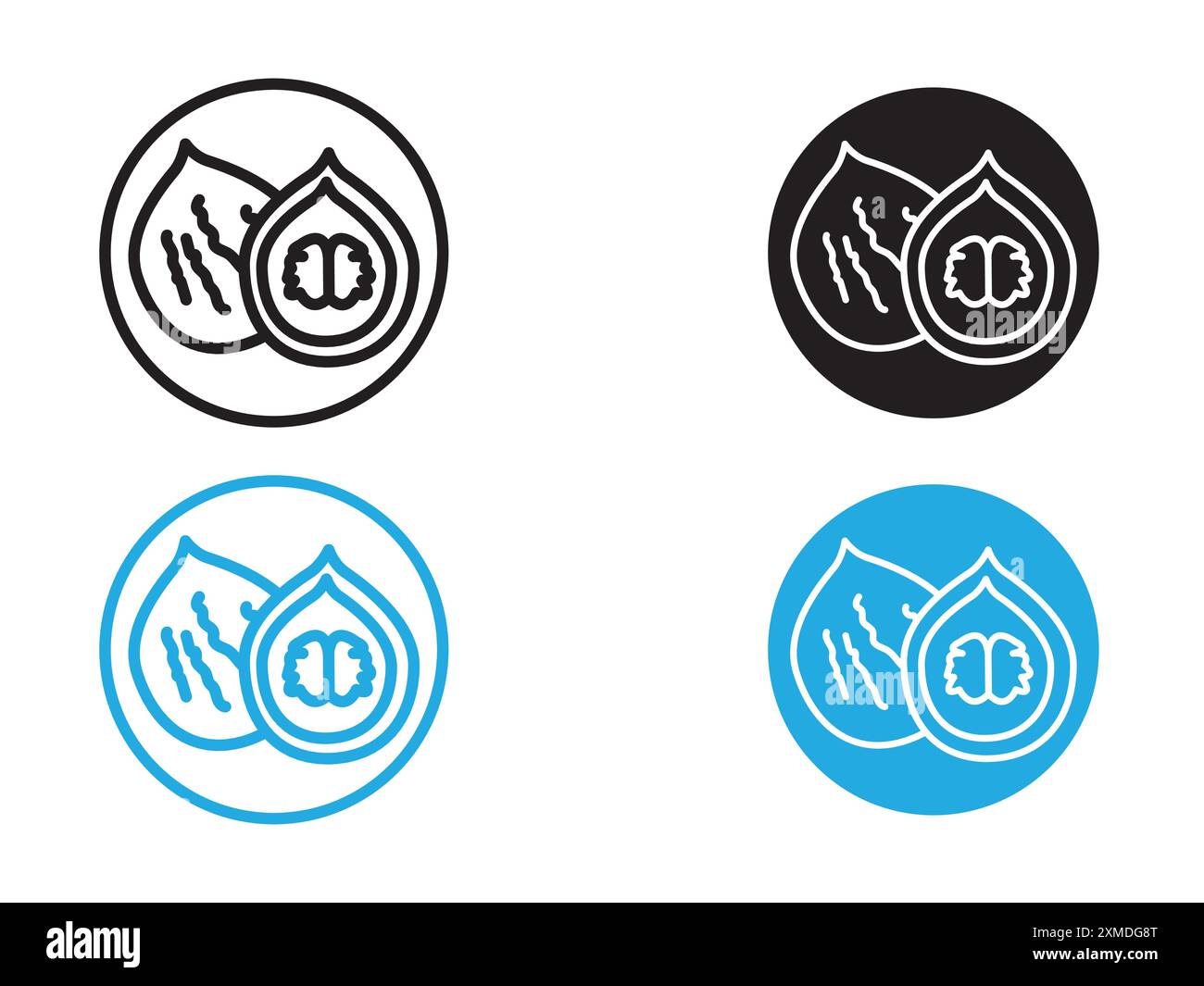 Walnut icon vector line logo mark or symbol set collection outline ...