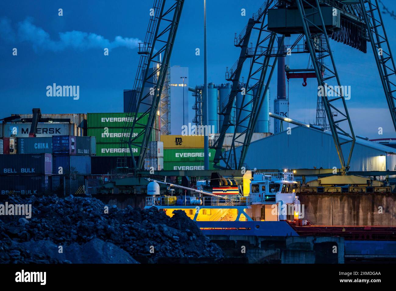 Port of Duisburg, outer harbour, container handling at the ...