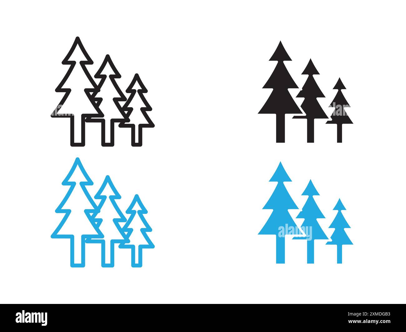 Winter tree icon vector line logo mark or symbol set collection outline ...