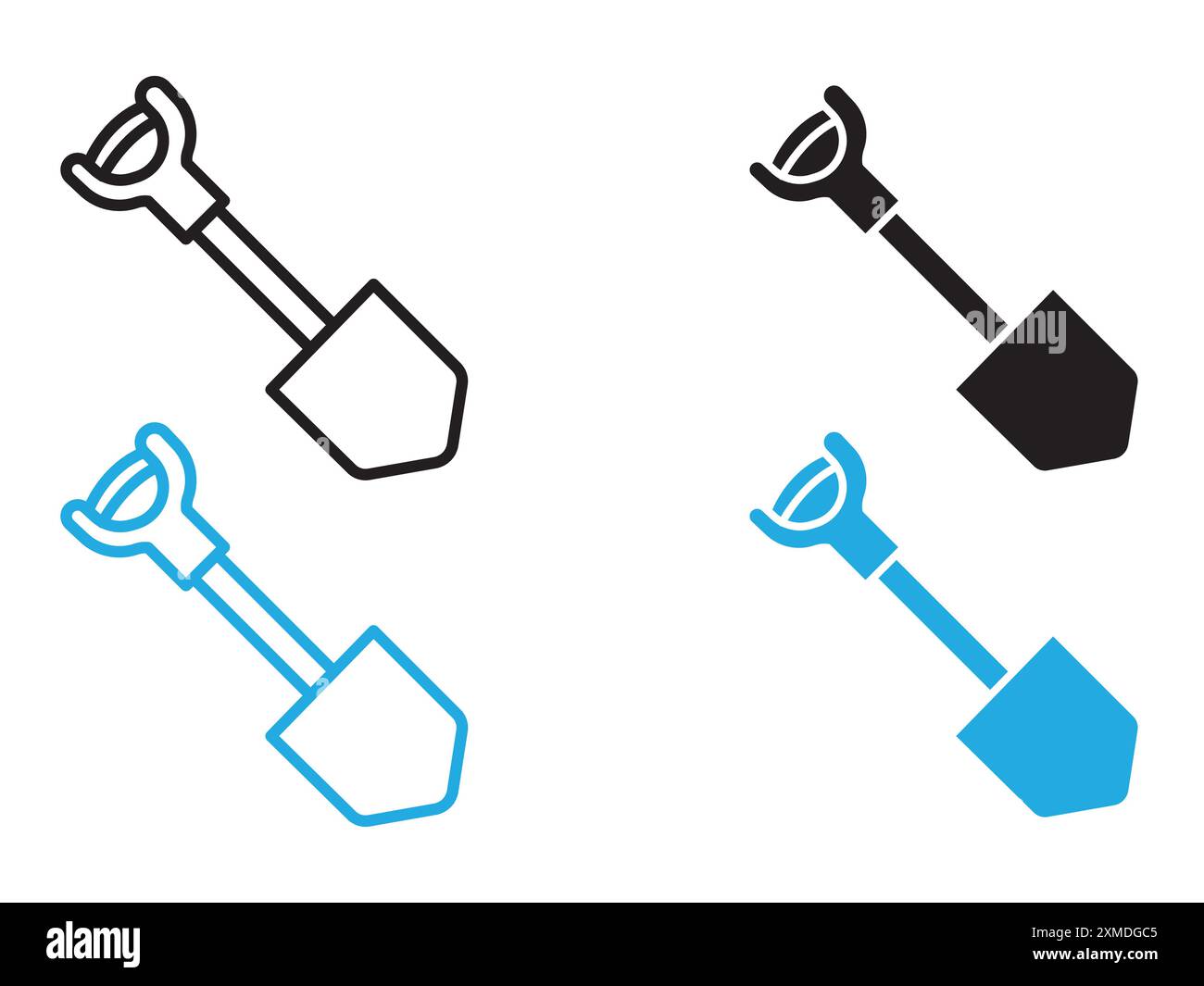 Short spade icon vector line logo mark or symbol set collection outline ...