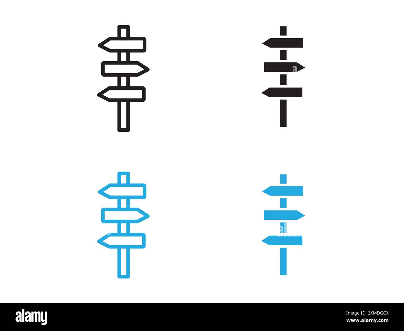 Signpost Icon Vector Line Logo Mark Or Symbol Set Collection Outline Style Stock Vector Image