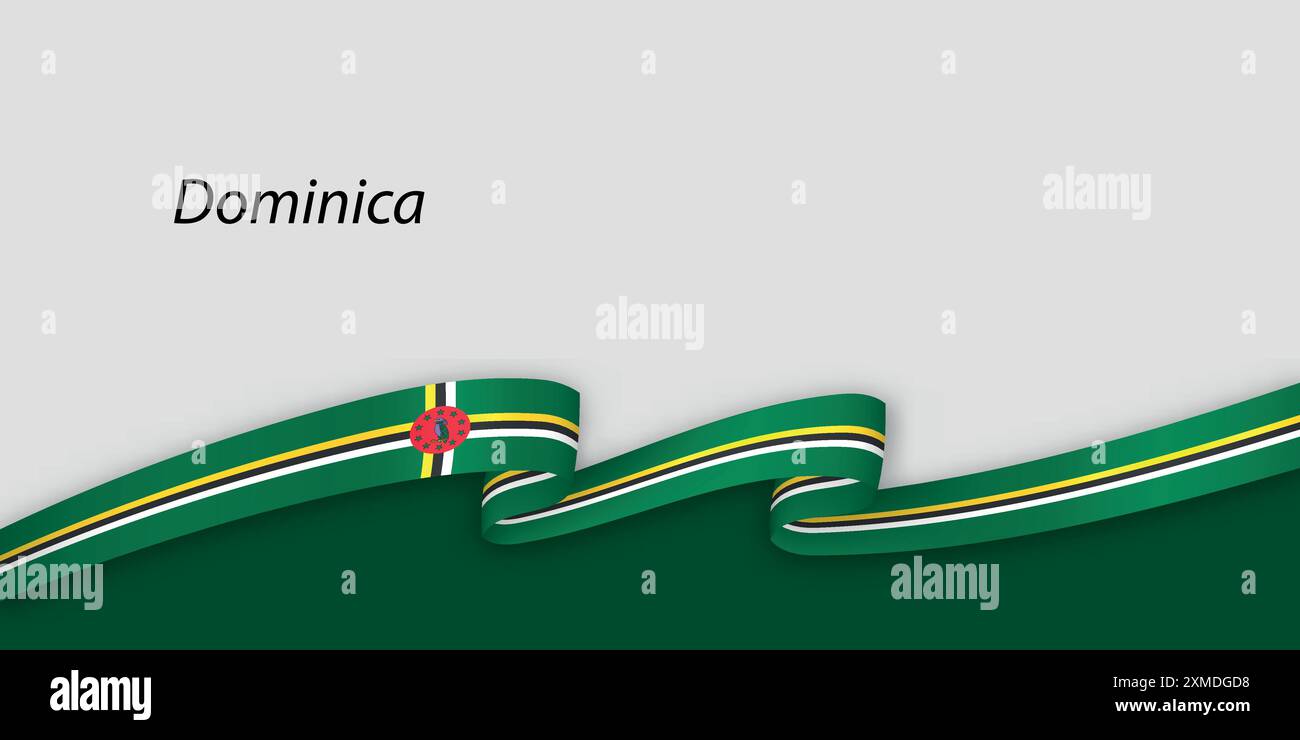 3d ribbon with national flag Dominica isolated on white background with ...