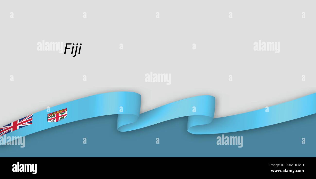 3d ribbon with national flag Fiji isolated on white background with copyspace Stock Vector Image ...