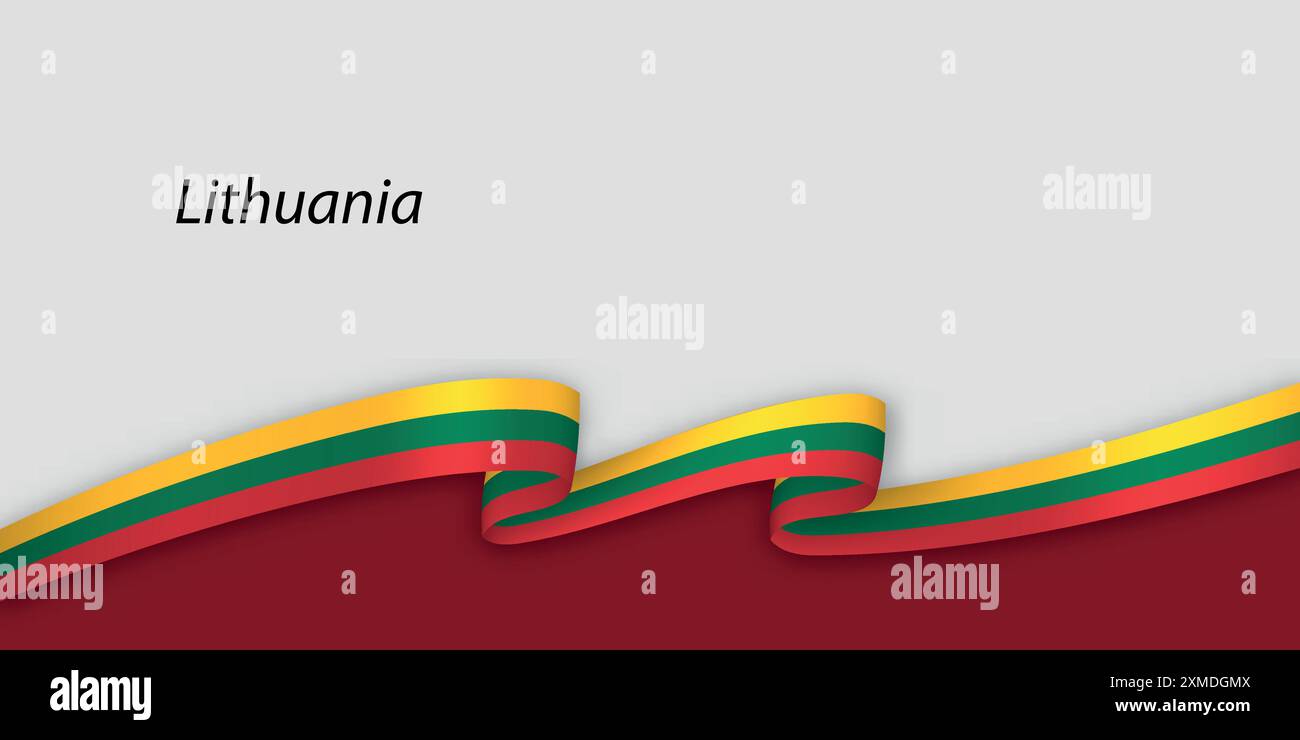 3d ribbon with national flag Lithuania isolated on white background ...