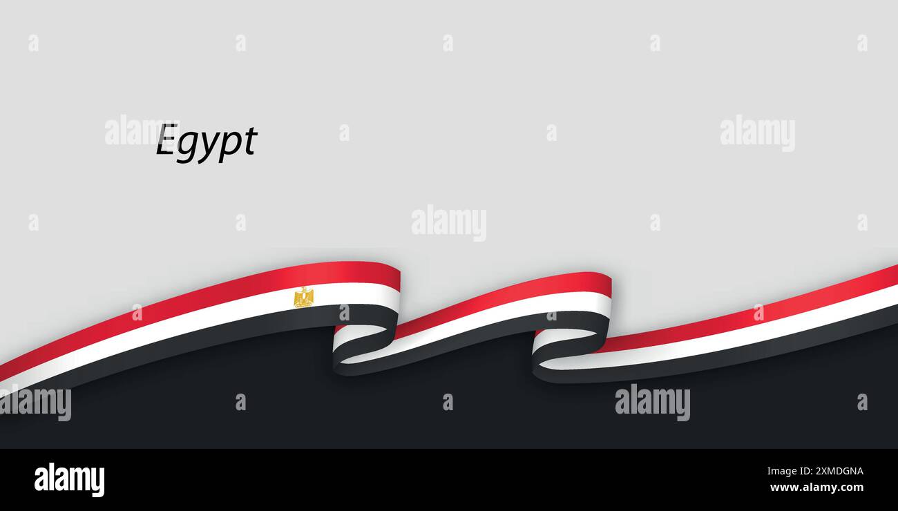 3d ribbon with national flag Egypt isolated on white background with ...