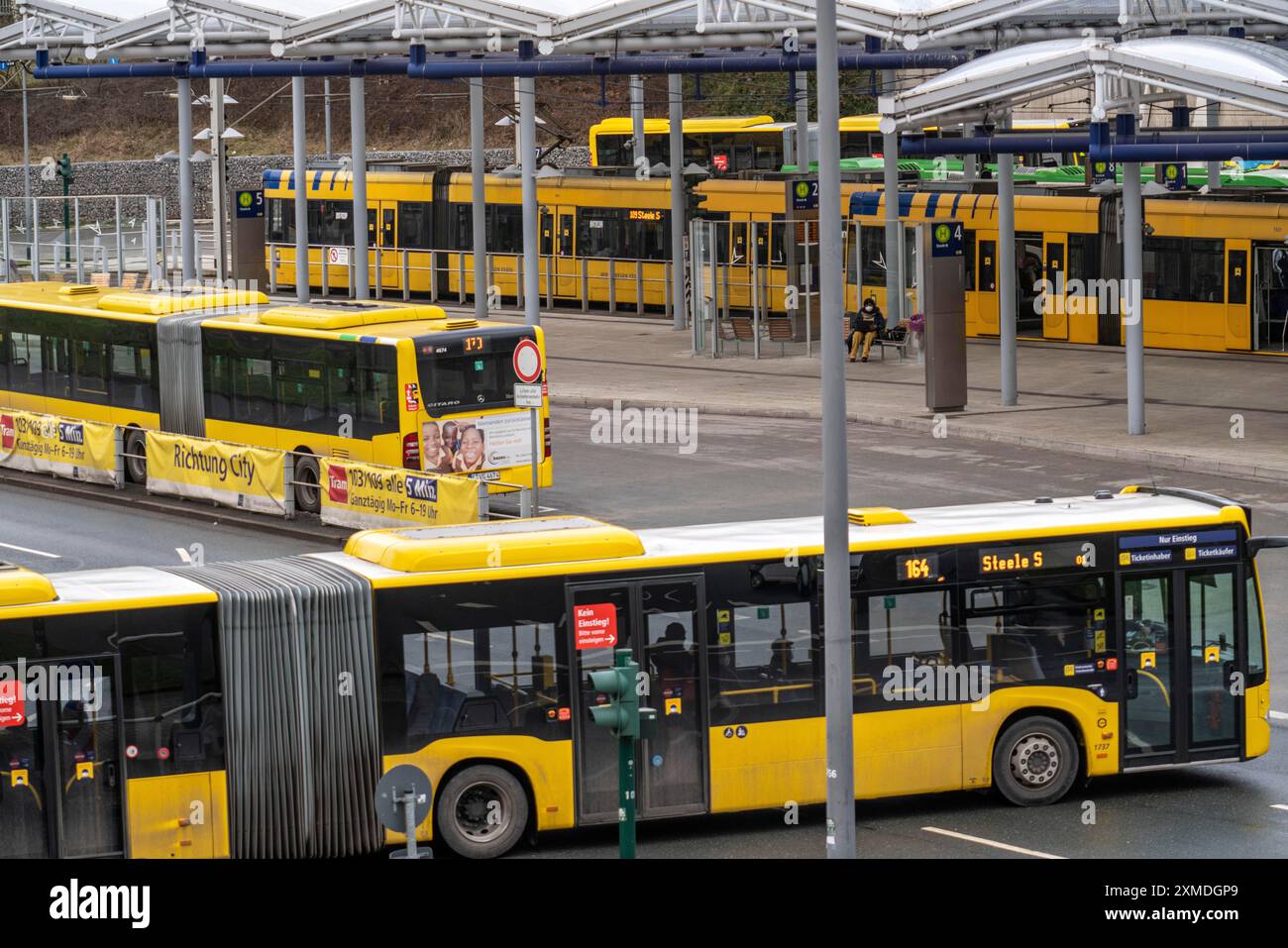 Ruhrbahn trams, at Essen-Steele S-Bahn station, interface between rail ...