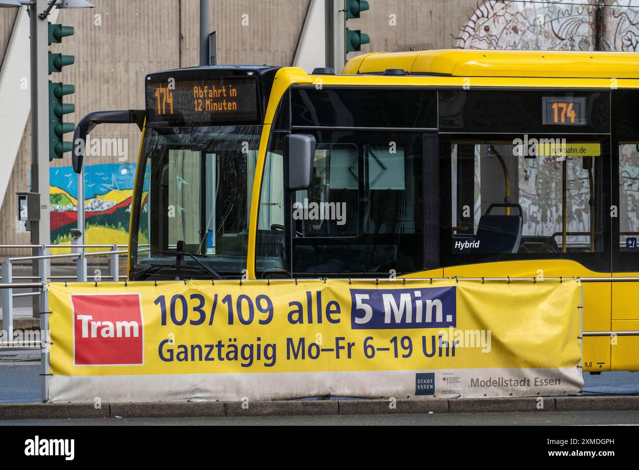 Ruhrbahn transport bus, at Essen-Steele S-Bahn station, interface ...