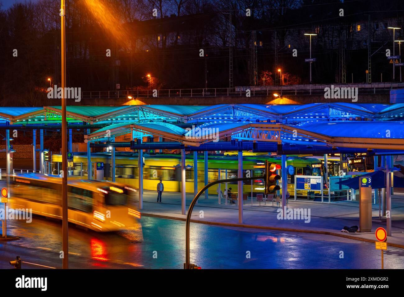 Ruhrbahn trams, at Essen-Steele S-Bahn station, interface between rail ...