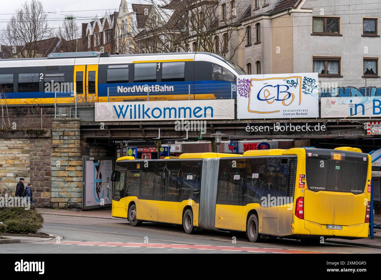 Ruhrbahn transport bus, at Essen-Borbeck S-Bahn station, interface ...