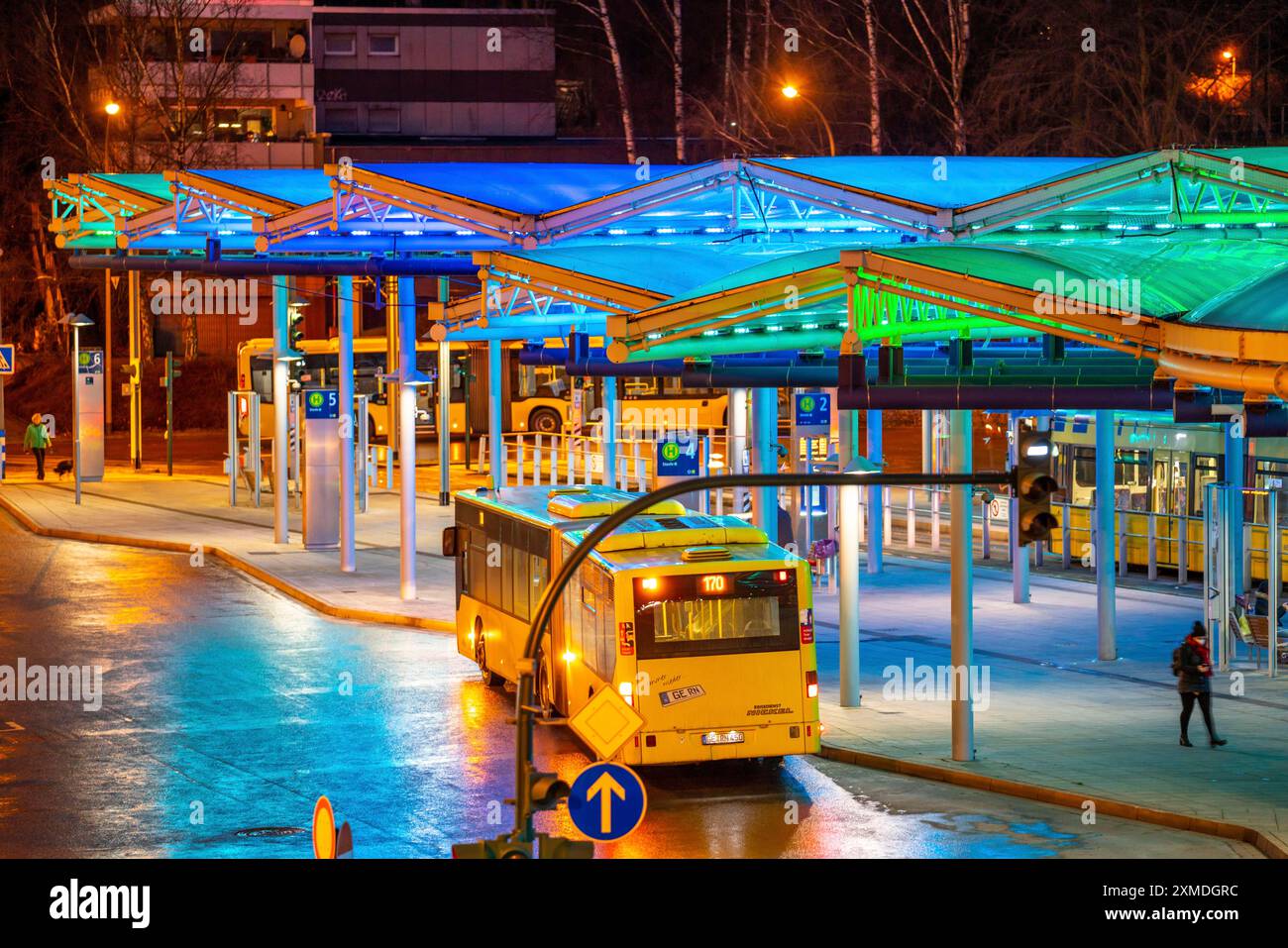 Ruhrbahn trams, at Essen-Steele S-Bahn station, interface between rail ...