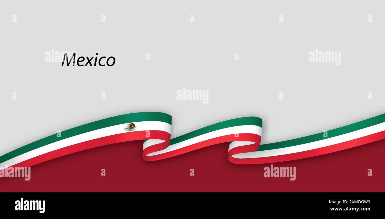 3d ribbon with national flag Mexico isolated on white background with ...