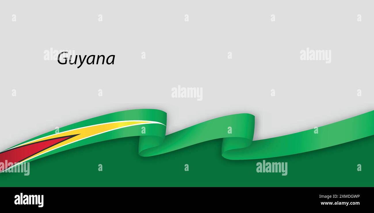 3d ribbon with national flag Guyana isolated on white background with copyspace Stock Vector ...