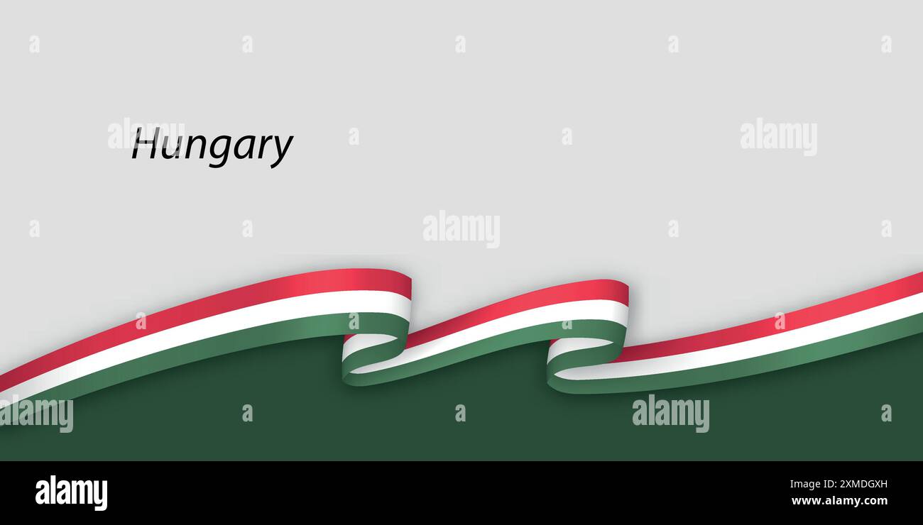 3d ribbon with national flag Hungary isolated on white background with ...