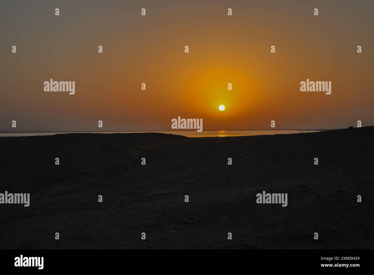 Sunrise Over Al Qattan Beach Area, Desert and Sea Stock Photo - Alamy
