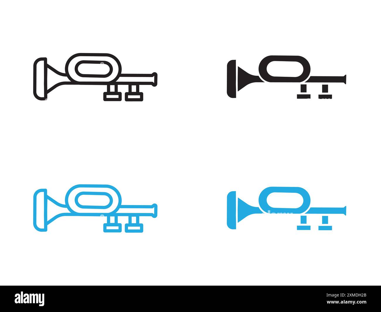 Trumpet icon vector line logo mark or symbol set collection outline ...