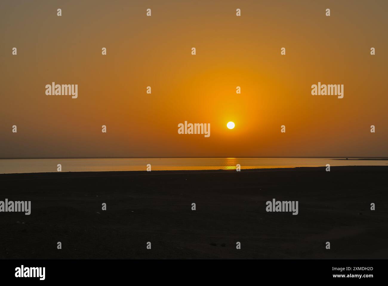 Sunrise Over Al Qattan Beach Area, Desert and Sea Stock Photo - Alamy