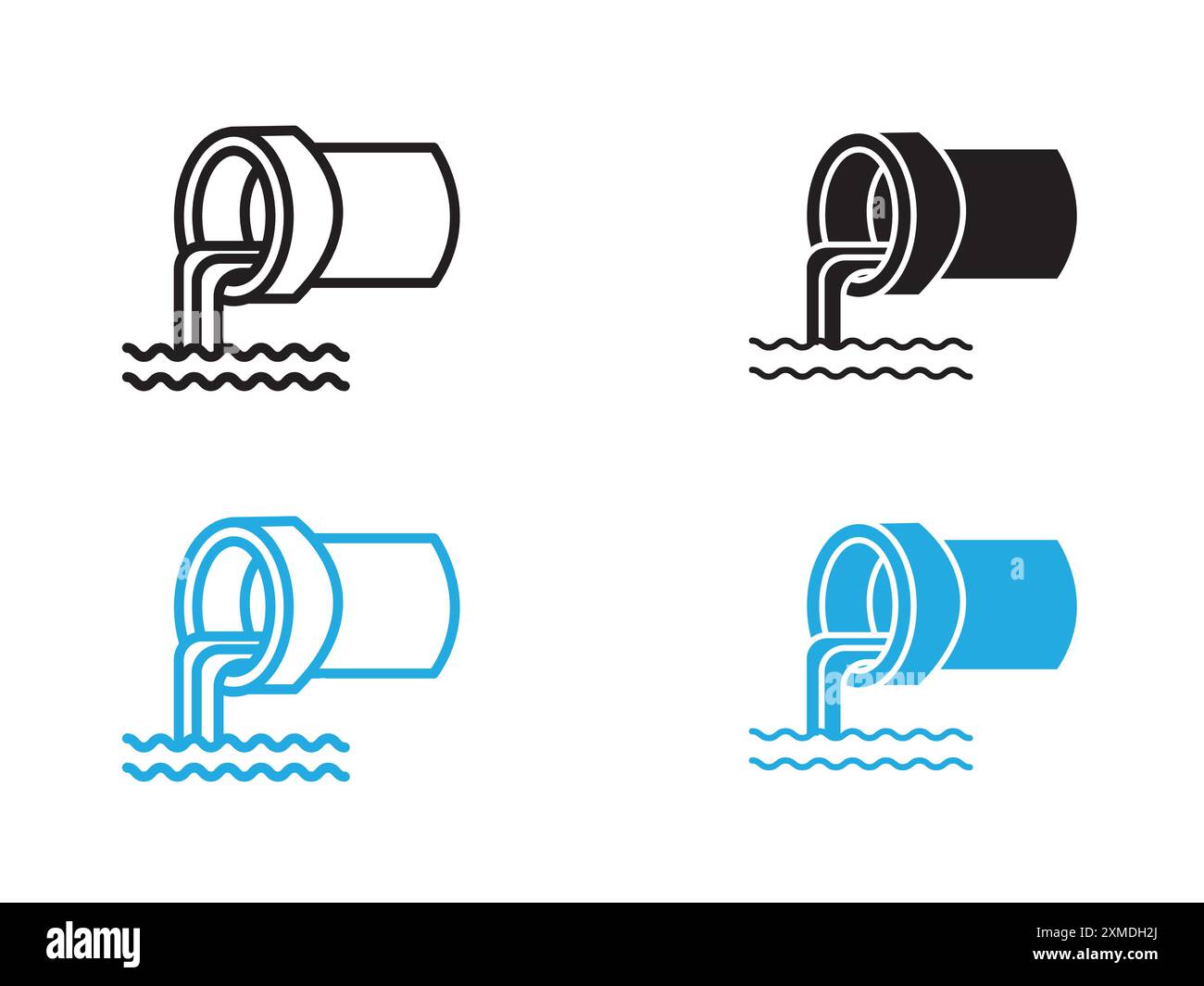 Water supply drain icon vector line logo mark or symbol set collection ...