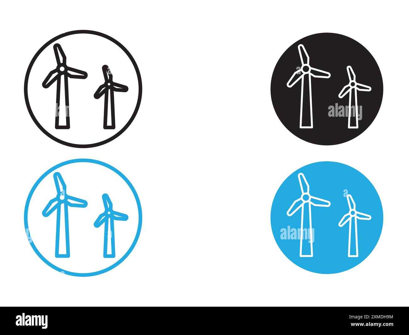 Wind power plant icon vector line logo mark or symbol set collection ...