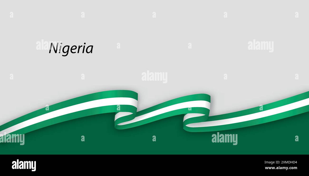 3d ribbon with national flag Nigeria isolated on white background with ...