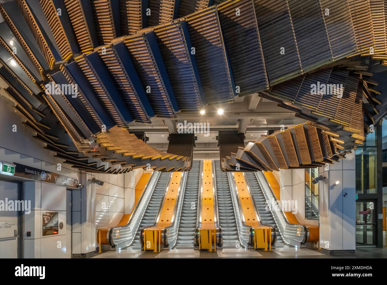 The Wynyard train station sculpture and escalators in Sydney, Australia ...