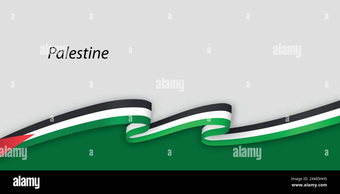 3d ribbon with national flag Palestine isolated on white background ...