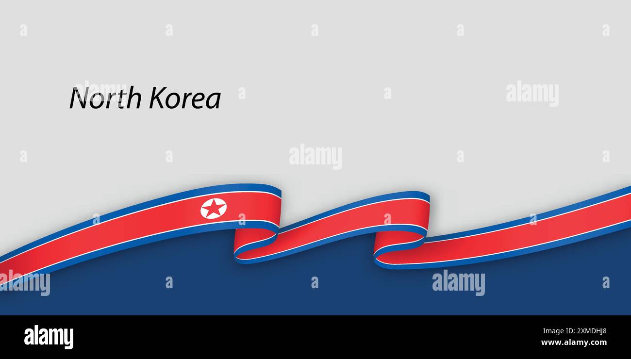 3d ribbon with national flag North Korea isolated on white background with copyspace Stock ...