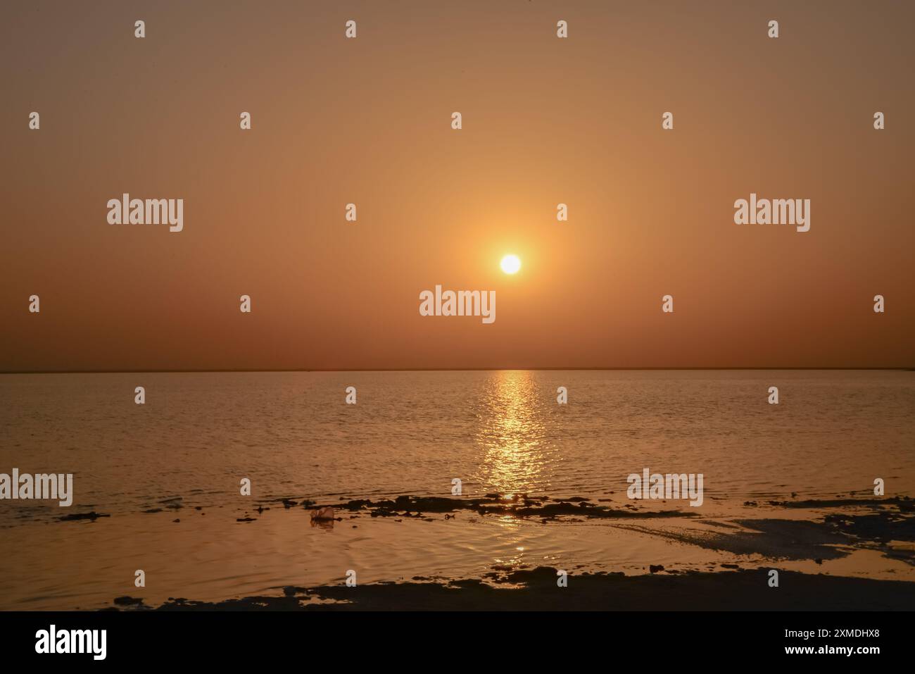 Sunrise Over Al Qattan Beach Area, Desert and Sea Stock Photo - Alamy