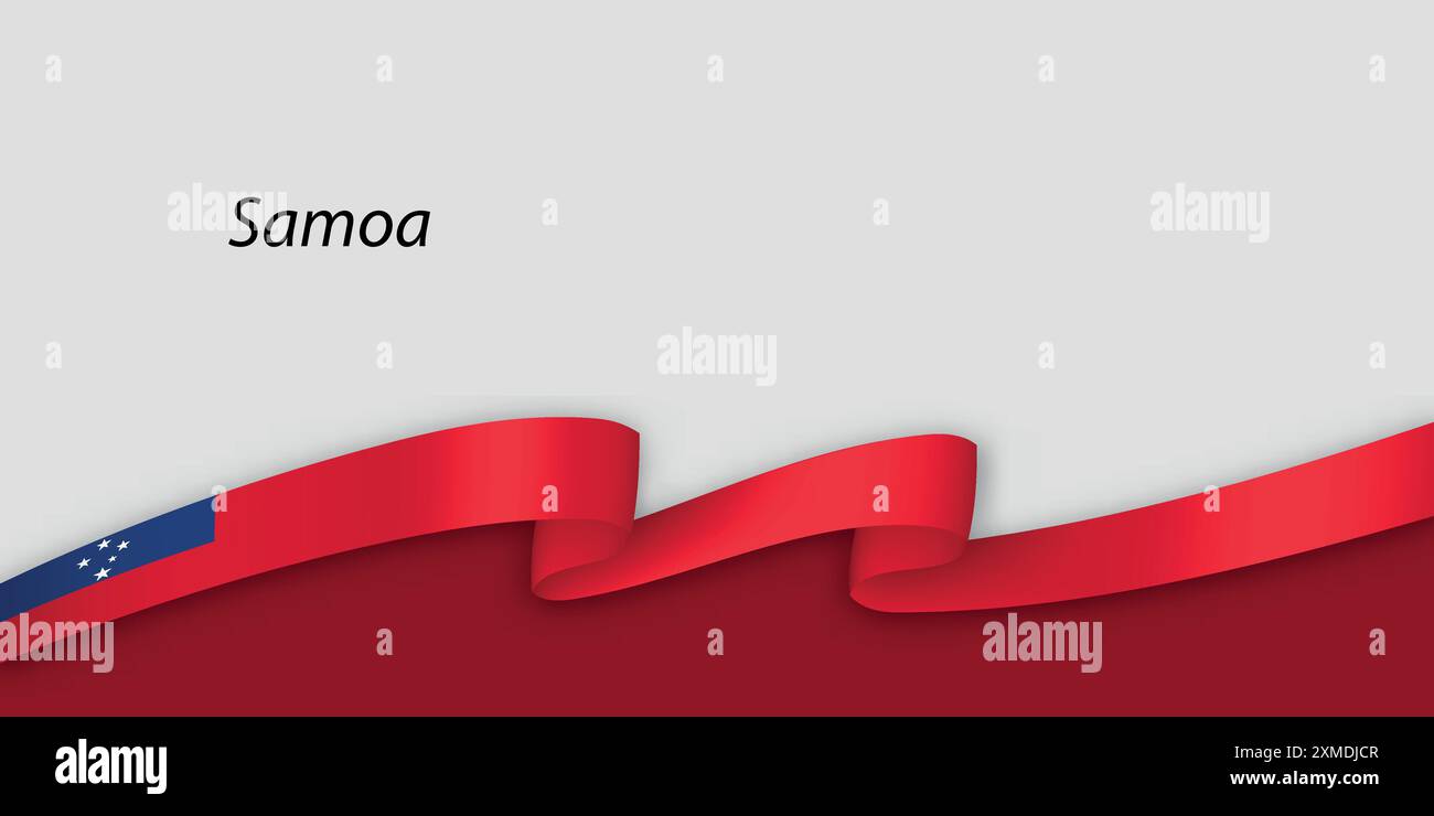 3d ribbon with national flag Samoa isolated on white background with ...