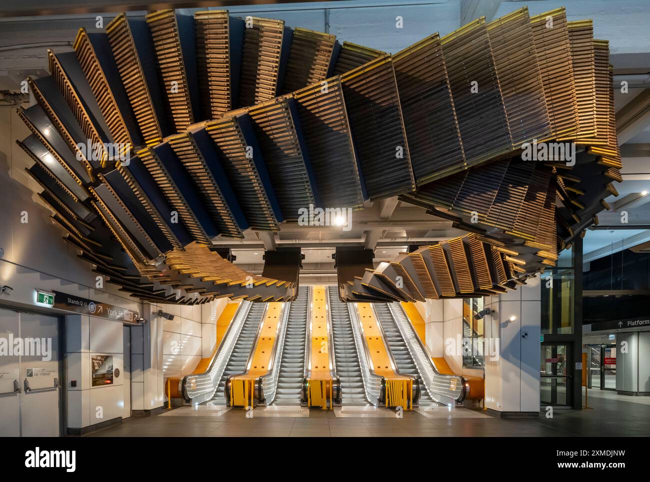 The Wynyard train station sculpture and escalators in Sydney, Australia ...