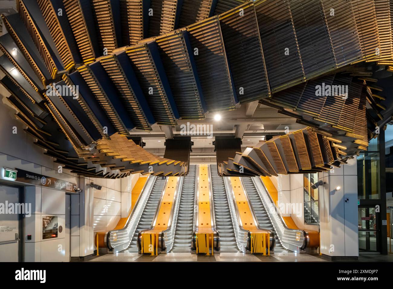 The Wynyard train station sculpture and escalators in Sydney, Australia ...