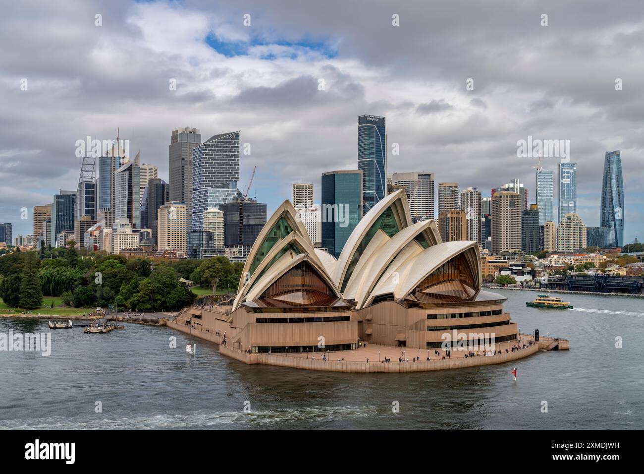 The Opera House and office towers in the harbour of Sydney, Australis ...