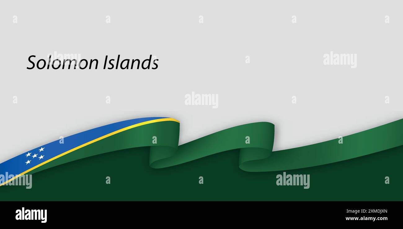 3d ribbon with national flag Solomon Islands isolated on white background with copyspace Stock ...