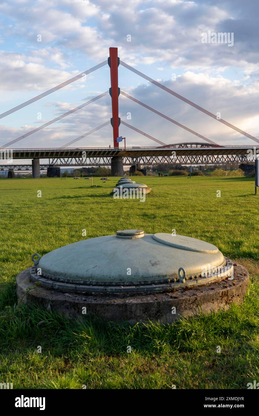 Rhine at Duisburg-Beeckerwerth, well for water extraction by bank ...