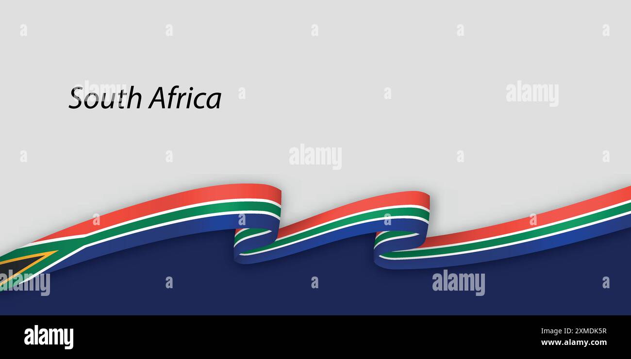 3d ribbon with national flag South Africa isolated on white background with copyspace Stock ...