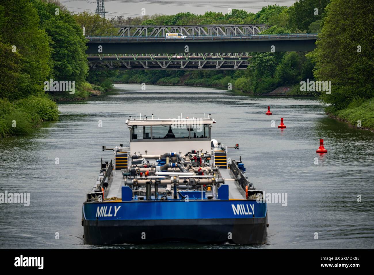 A43 motorway bridge, built in 1965, over the Rhine-Herne Canal, the ...