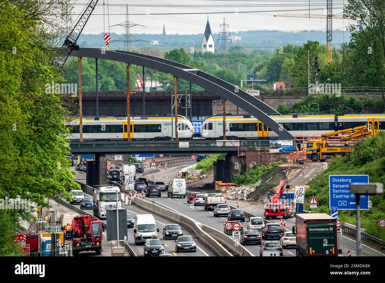 Motorway construction site, reconstruction of the Herne motorway ...
