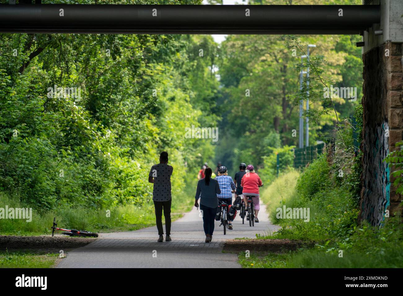 The Grugatrasse, former railway line, now cycle path, footpath, from ...