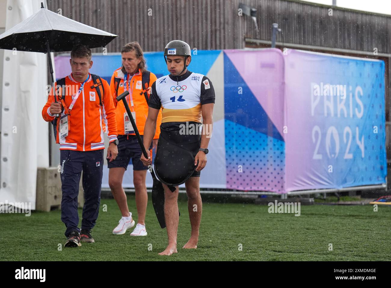 PARIS, FRANCE - JULY 27: Joris Otten looks dejected in the Men's Single ...