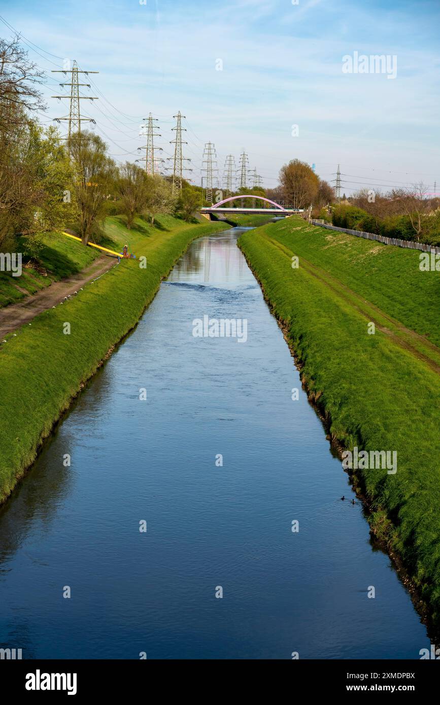The River Emscher, former sewage river, after the Emscher conversion ...