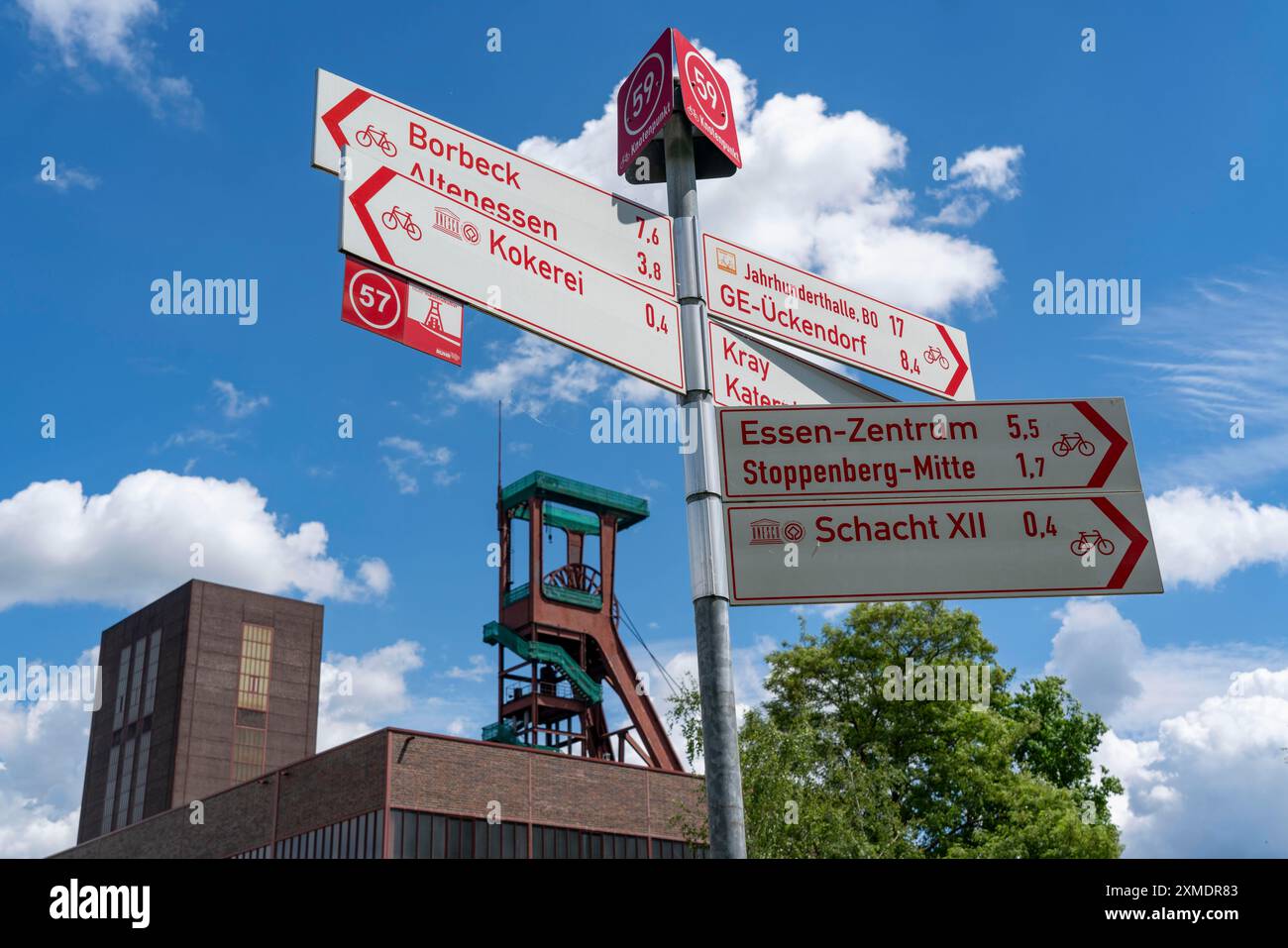 Cycle path network, Ruhr cycle district, junction, signposts to the ...