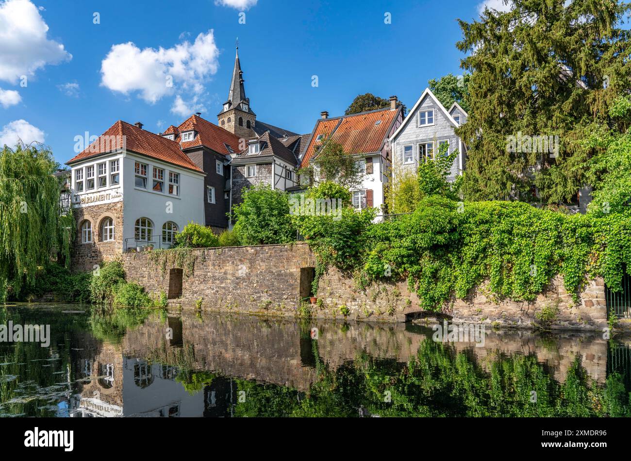 The old town centre of Essen-Kettwig, Muehlengraben, Essen North Rhine ...