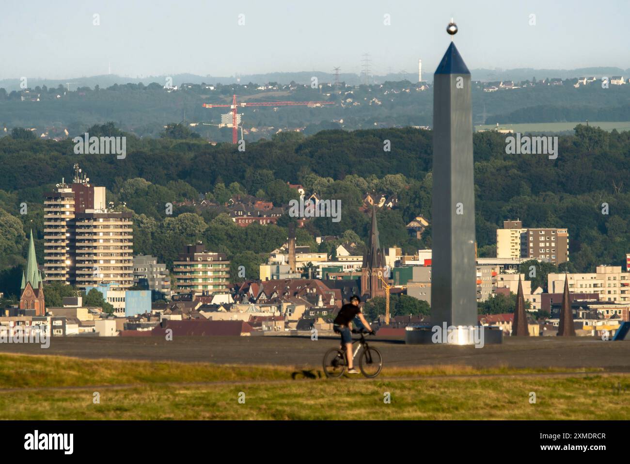 View of the city centre, skyline of Herne, over the Hoheward spoil tip ...