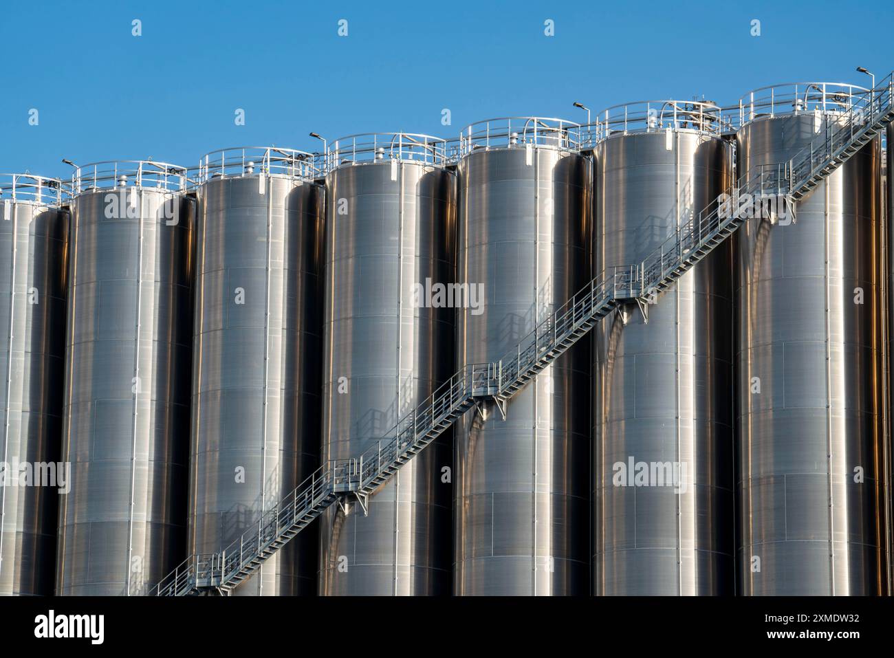 Stainless steel tanks of a large silo facility in Duisburg inland ...
