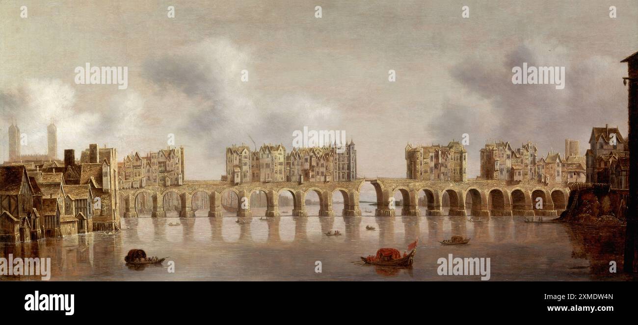 View of London Bridge 1632 painting by Claude de Longh picture ...