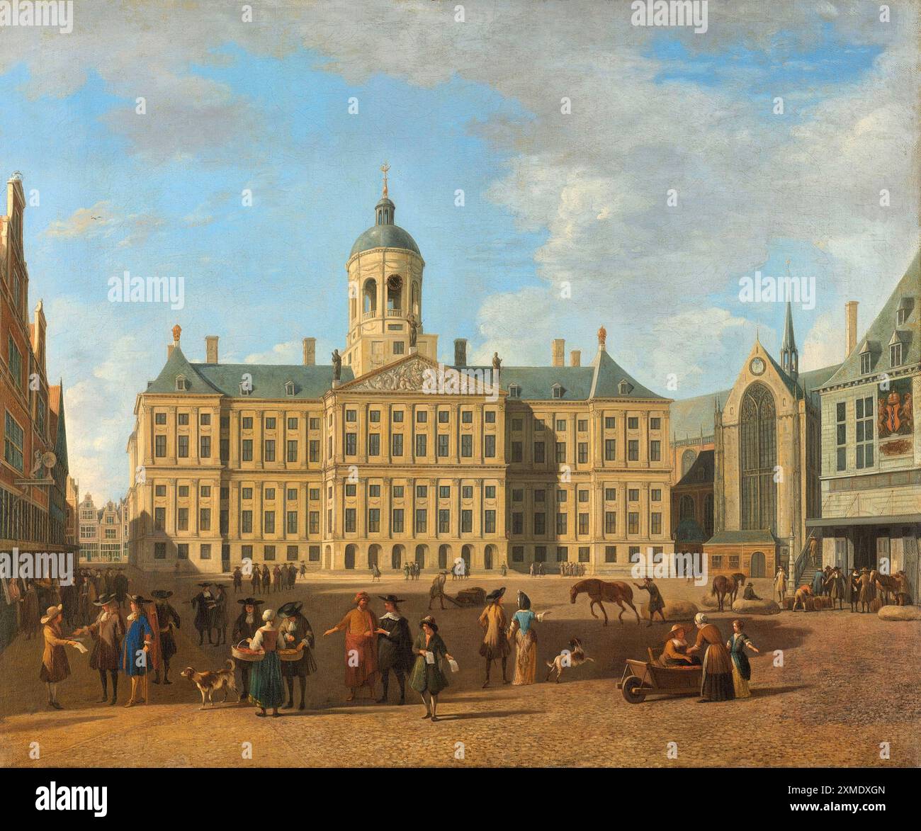 Painting of the Town hall on Dam Square Amsterdam by Dutch artist ...