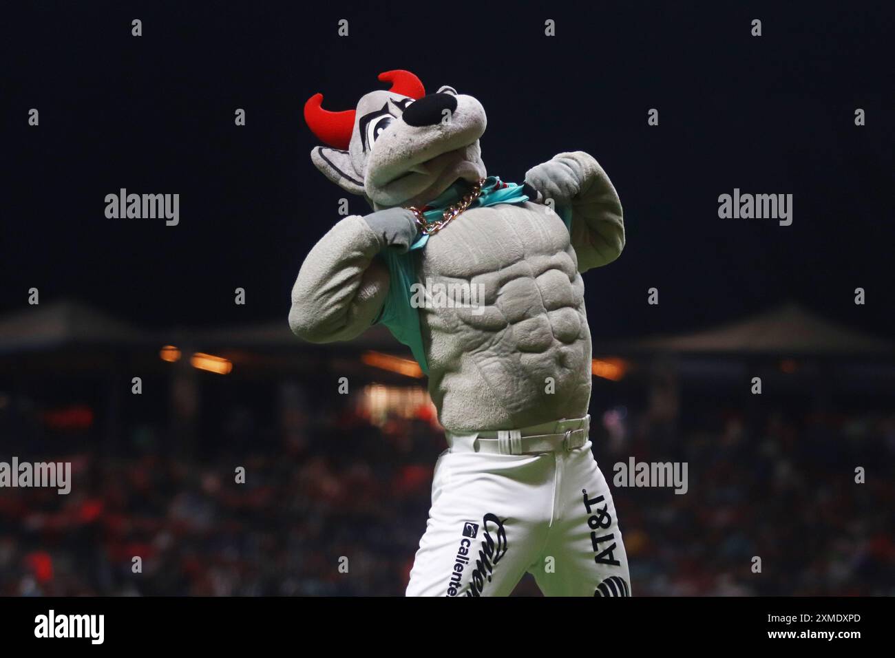 Mexico City, Mexico. 26th July, 2024. Rocco mascot of the Diablos Rojos ...