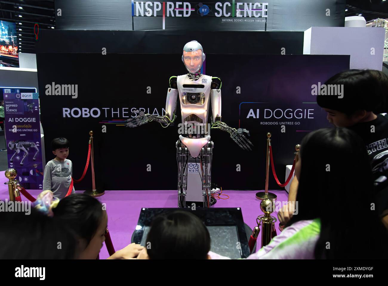 Bangkok, Thailand. 27th July, 2024. Visitors interact with Mr. Muse, A ...