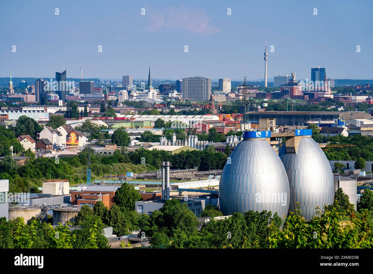 View of Dortmund city centre from the Deusenberg spoil tip, with the ...