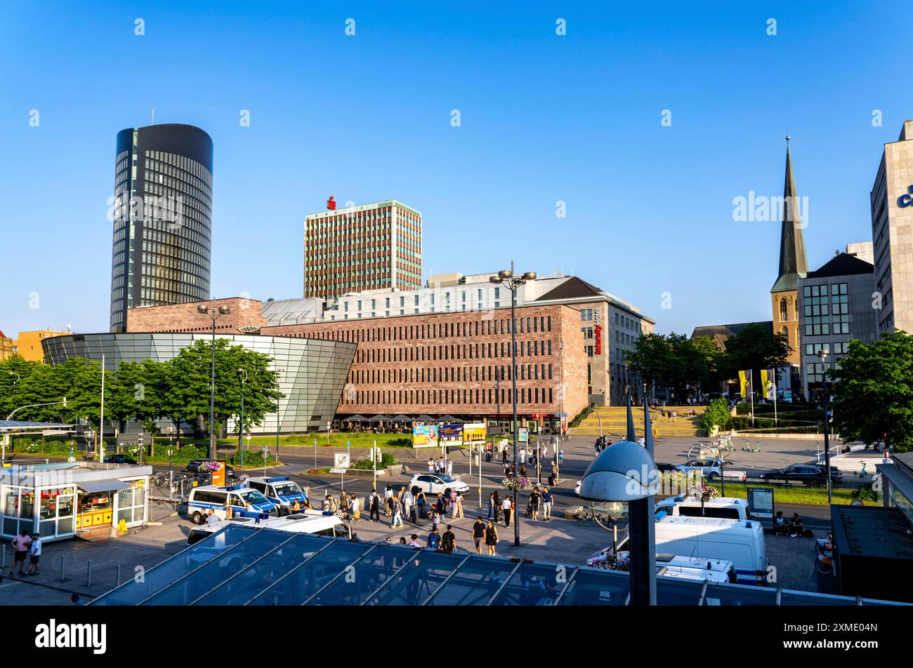 Dortmund, station forecourt, city centre skyline, City and State ...